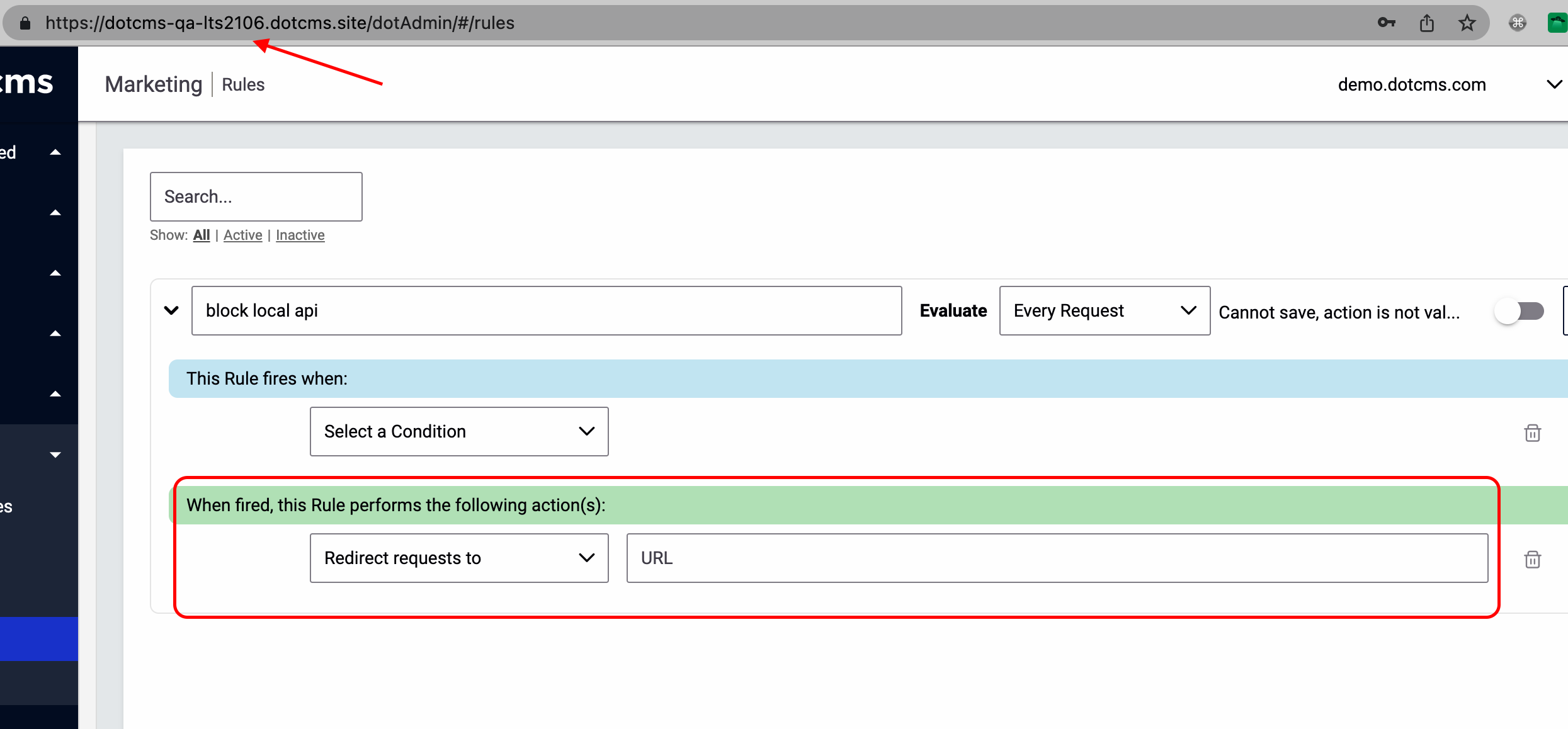 Rules Redirect Requests To Action Missing Redirectmethod Field In
