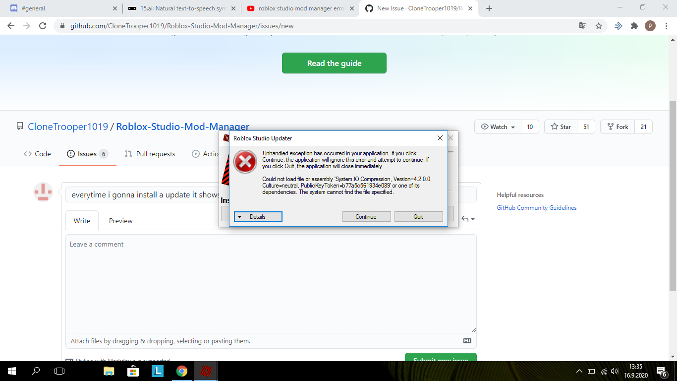 everytime i gonna install a update it shows a error about System.IO.Compression · Issue #70 ...