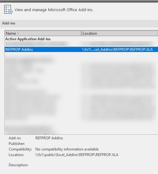 REFPROP Addin link in Excel breaks down when used on SharePoint ...