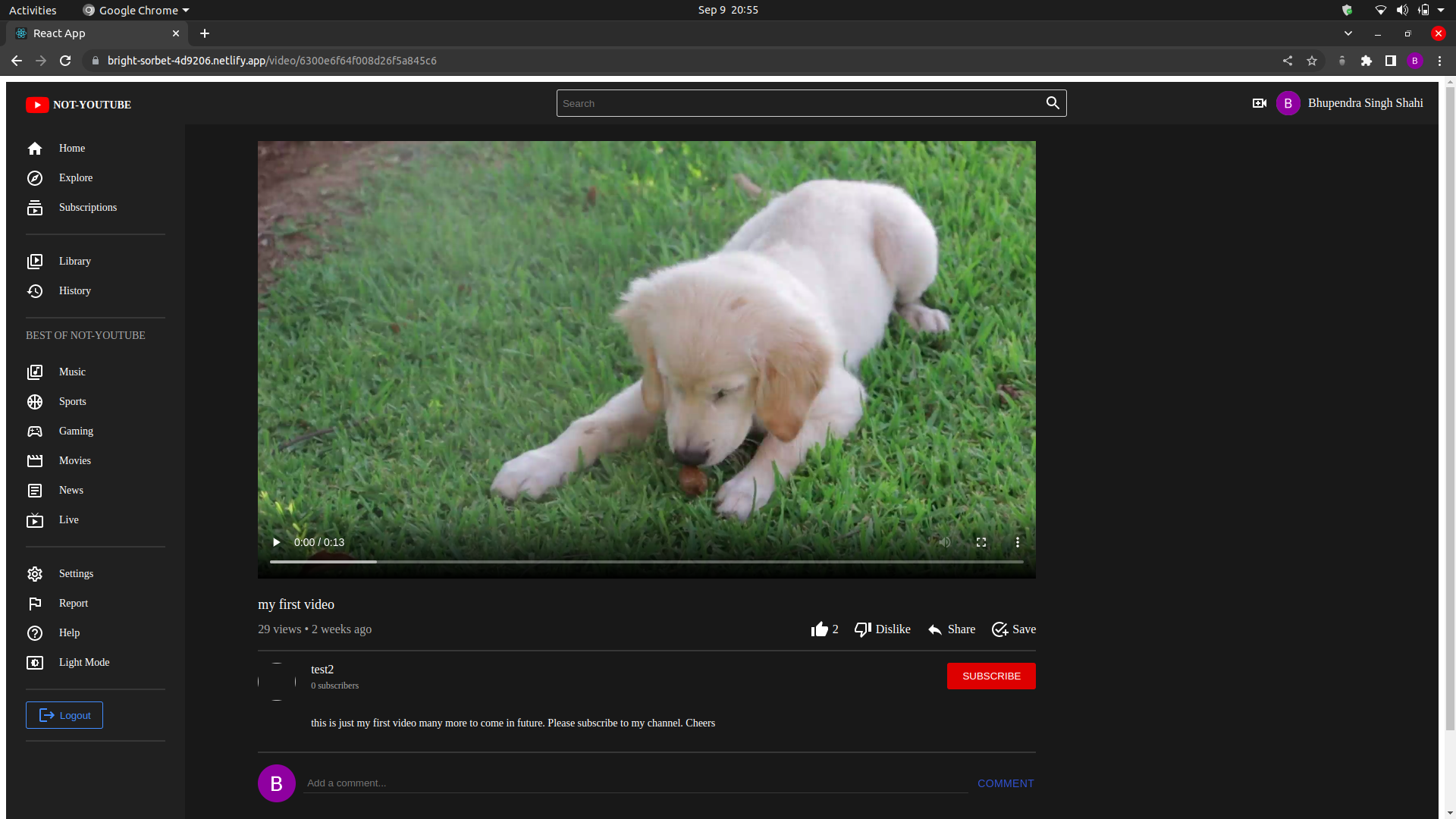 GitHub - BhupendraShahi/youtube-frontend