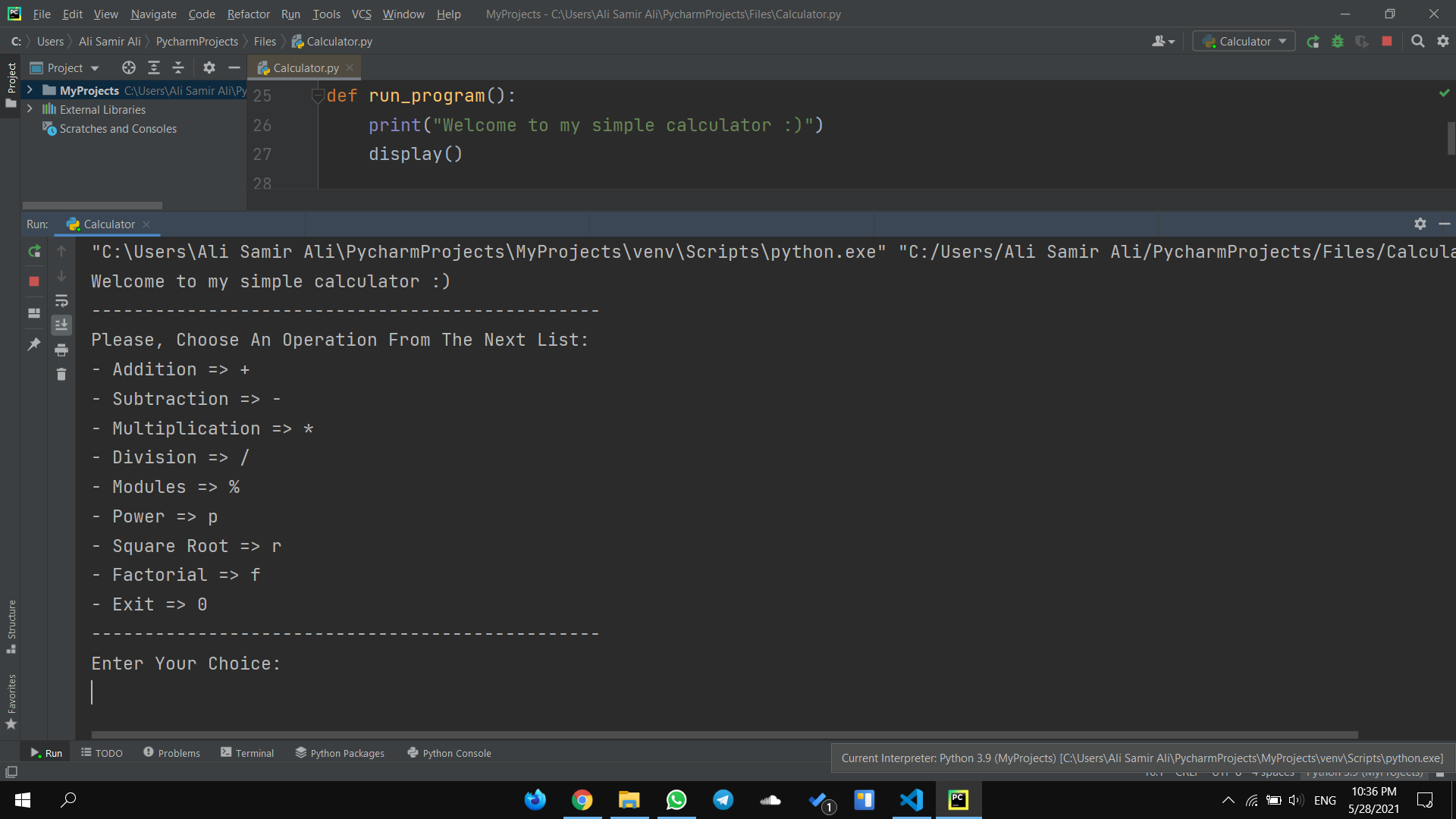 GitHub - alisamirali/Simple-Console-Calculator: A simple console calculator with python