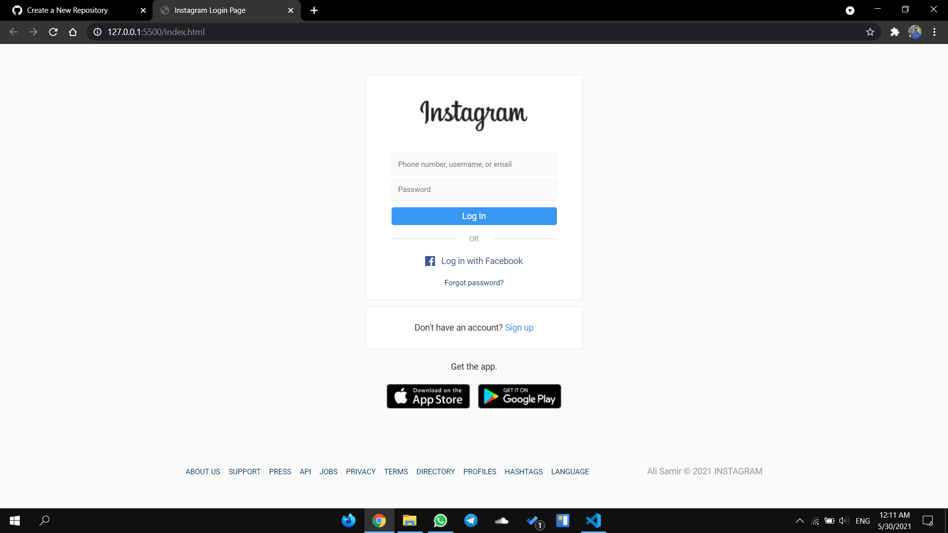 GitHub - alisamirali/Instgram-Login-Page: Instagram Login Page