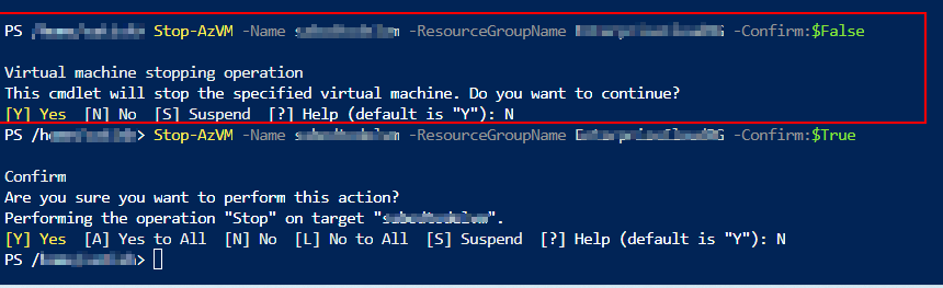 Stop-AzVM -Confirm:$false print confirm · Issue #18089 · Azure/azure-powershell · GitHub