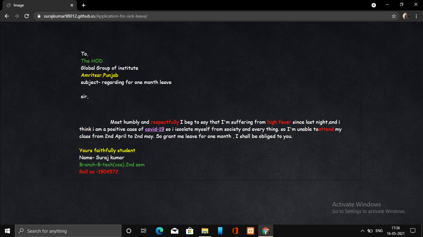 GitHub - Surajkumar98012/Application-for-sick-leave