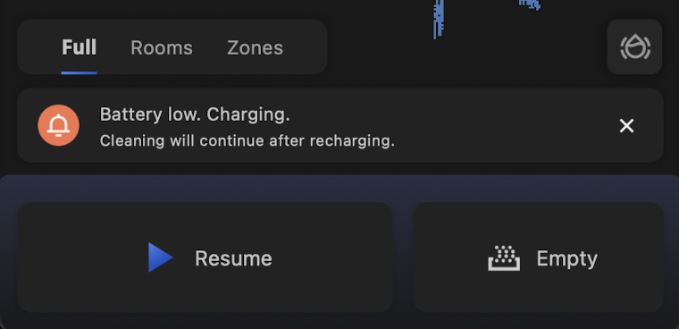 No way to detect if vacuum will continue cleaning after recharging ...