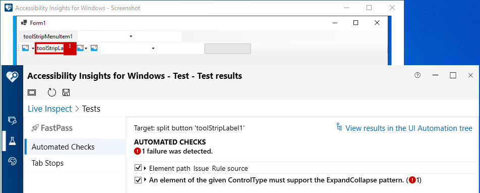 [Accessibility] An element of the given controlType must support the ...