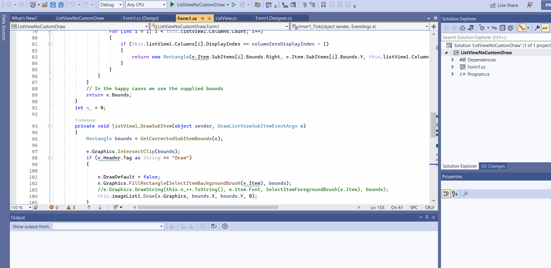 ListView CustomDraw does not fire OnDrawSubItem with non-default column ...