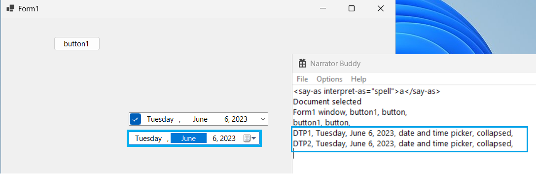 A11y_.Net Core_Winforms_MainForm_Common Controls1_Screen reader : Narrator is announcing the ...