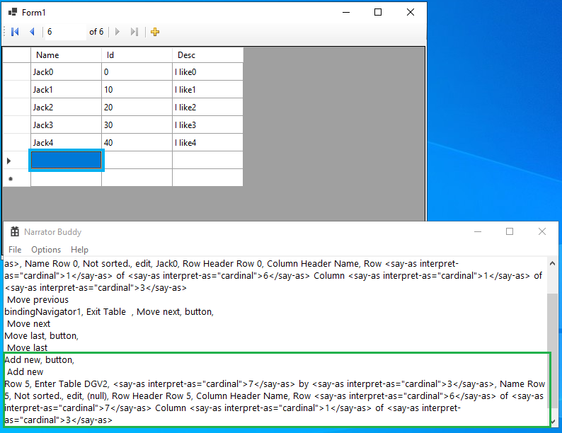 [Accessibility] Narrator does not read the status message as row added after click on Add New ...