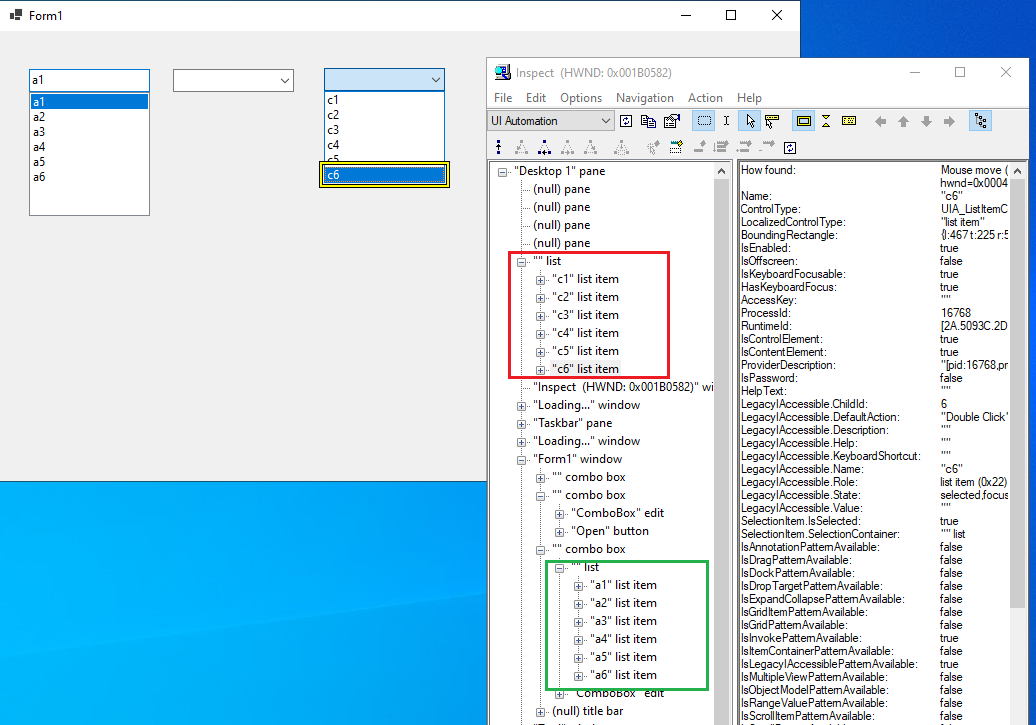 Accessibility: The list item of comboBox incorrectly displayed in inspect tree when setting its ...