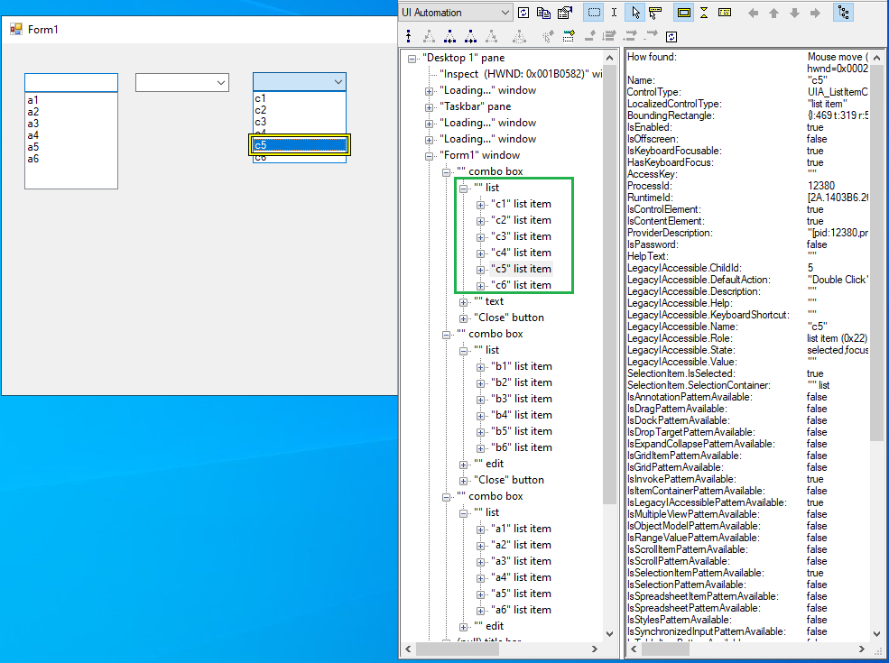 Accessibility: The list item of comboBox incorrectly displayed in inspect tree when setting its ...