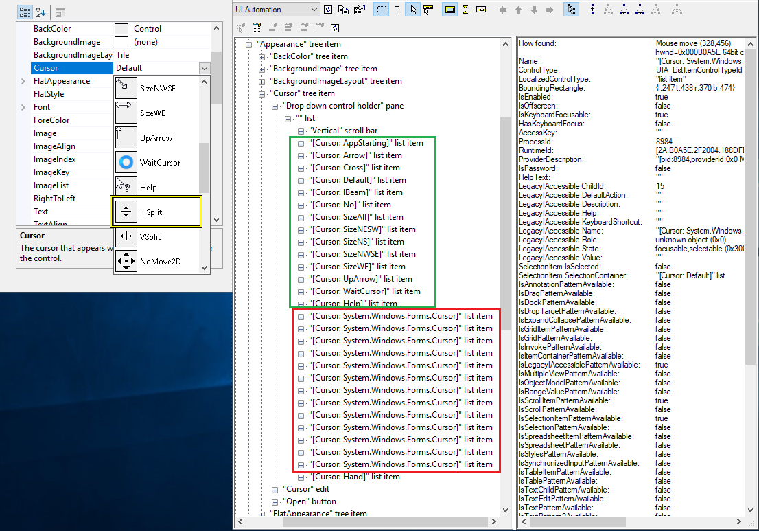 [Accessibility] Some list items of Cursor property are displayed ...