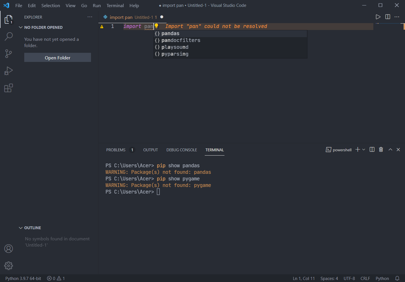 Don't offer completions for imports that are not installed (but have ...