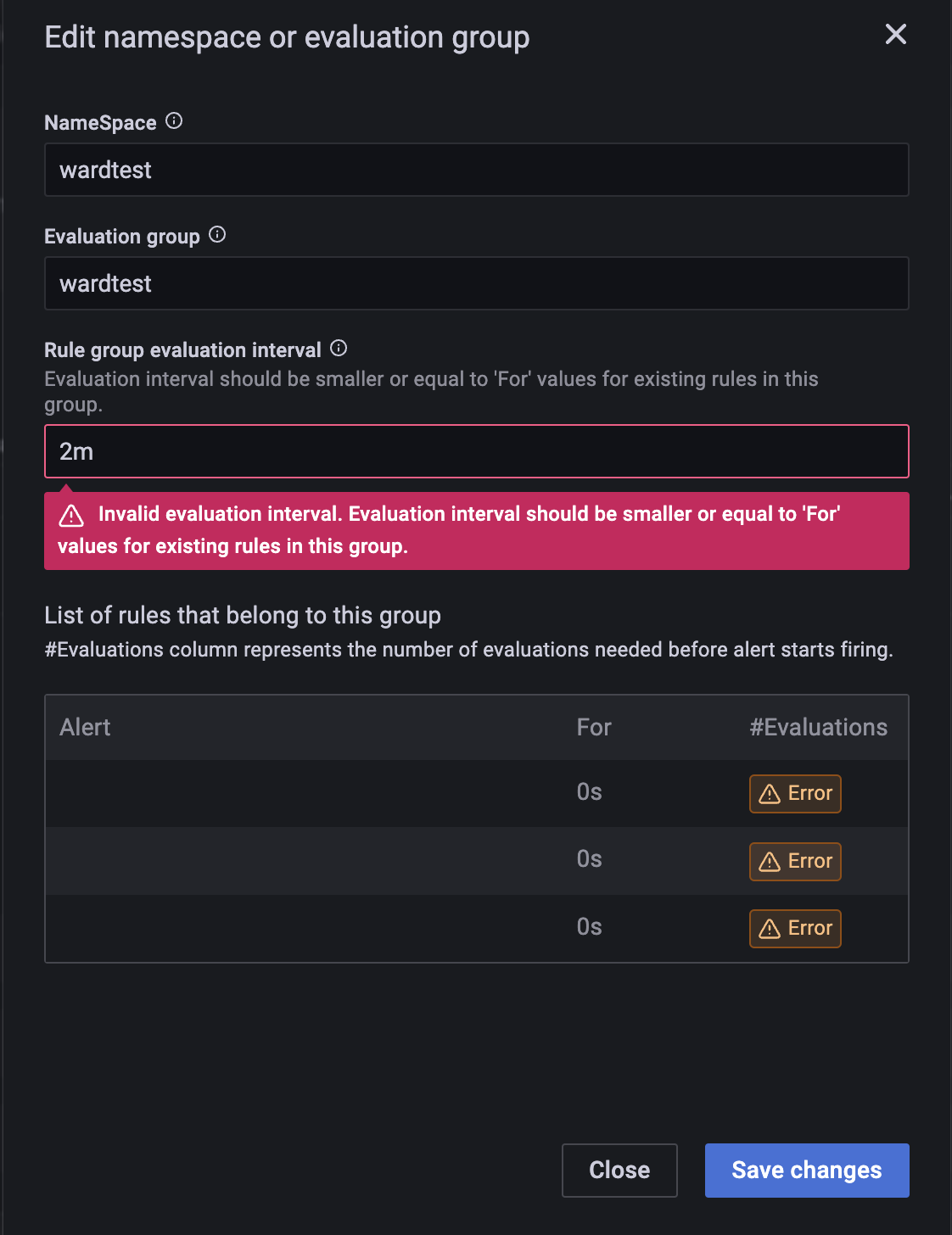 Cannot update evaluation interval on recording rules · Issue #62057 · grafana/grafana · GitHub