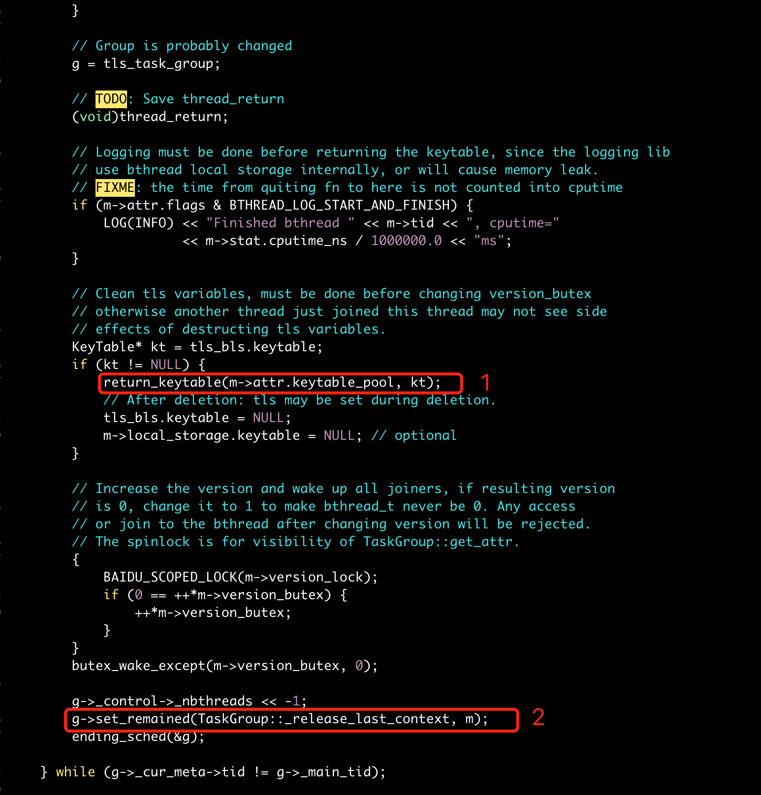 用户注册的bthread local变量析构函数触发bthread切换引起coredump · Issue #1776 · apache/brpc · GitHub