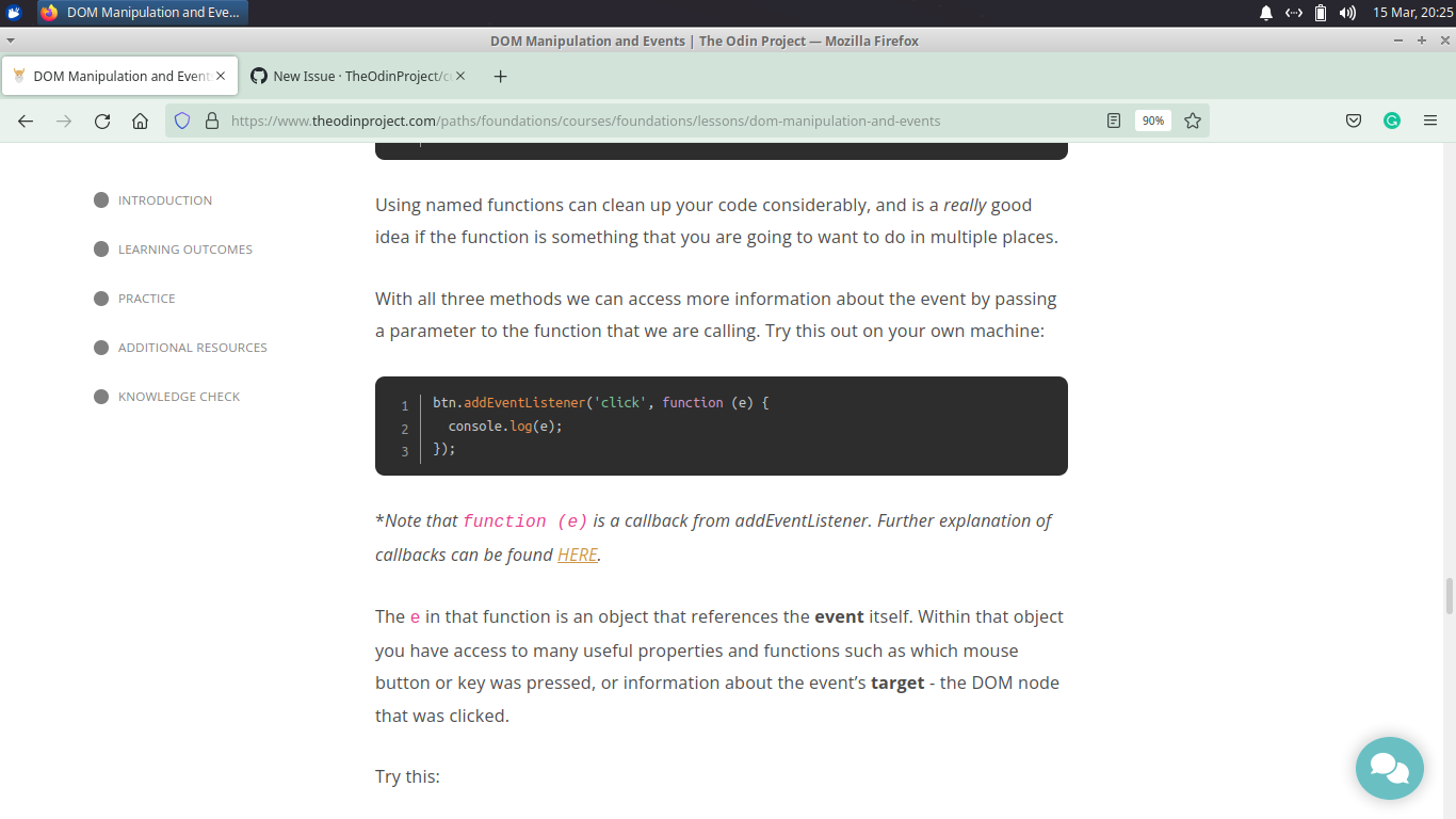 Bug Dom Manipulation And Events Article Link Not Working · Issue 23804 · Theodinproject