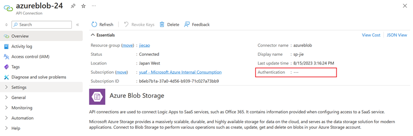 Logic App Consumption Cannot Show The Authentication Type Of Api Connection Except Managed 5662