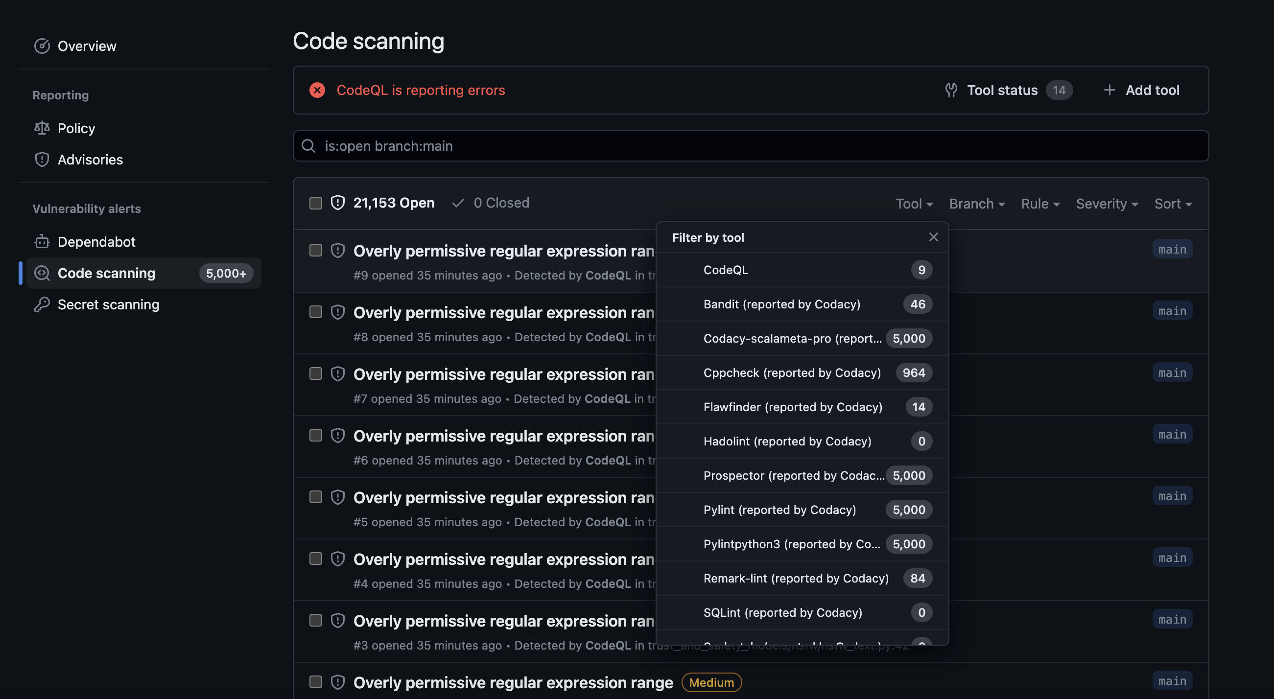 Add Codeql And Codacy Security Scanning By Wreiske · Pull Request 716 · Twitterthe Algorithm