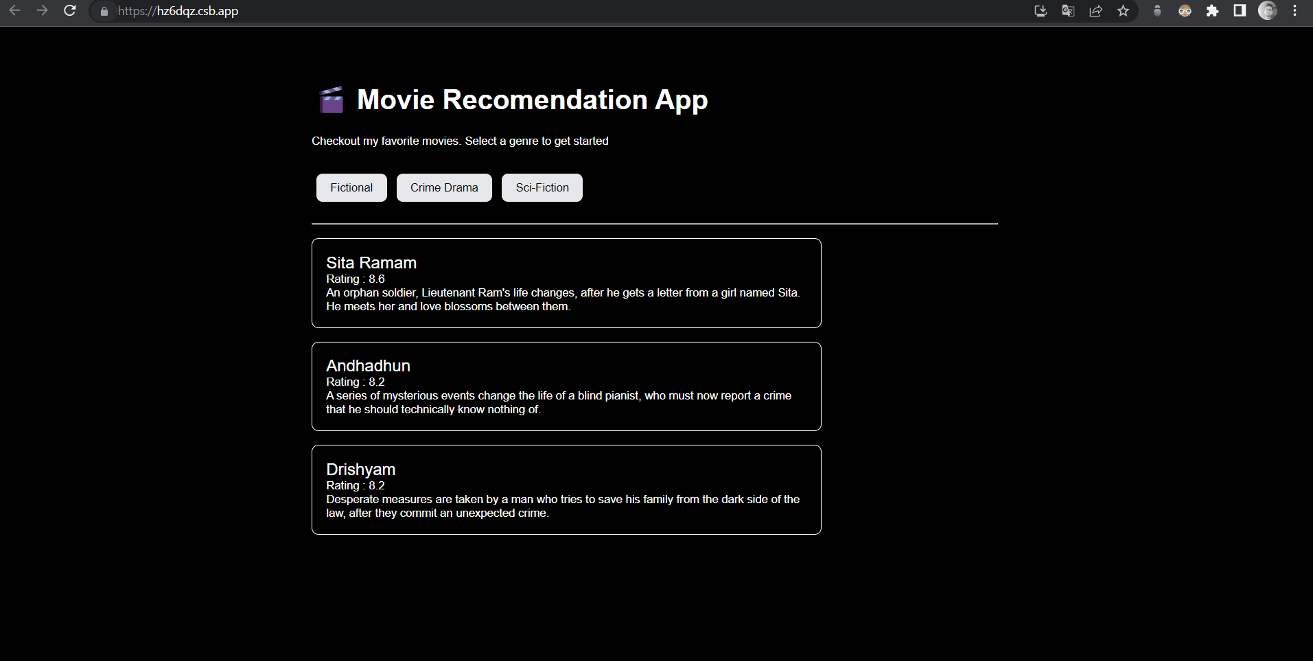 moviereco - Codesandbox