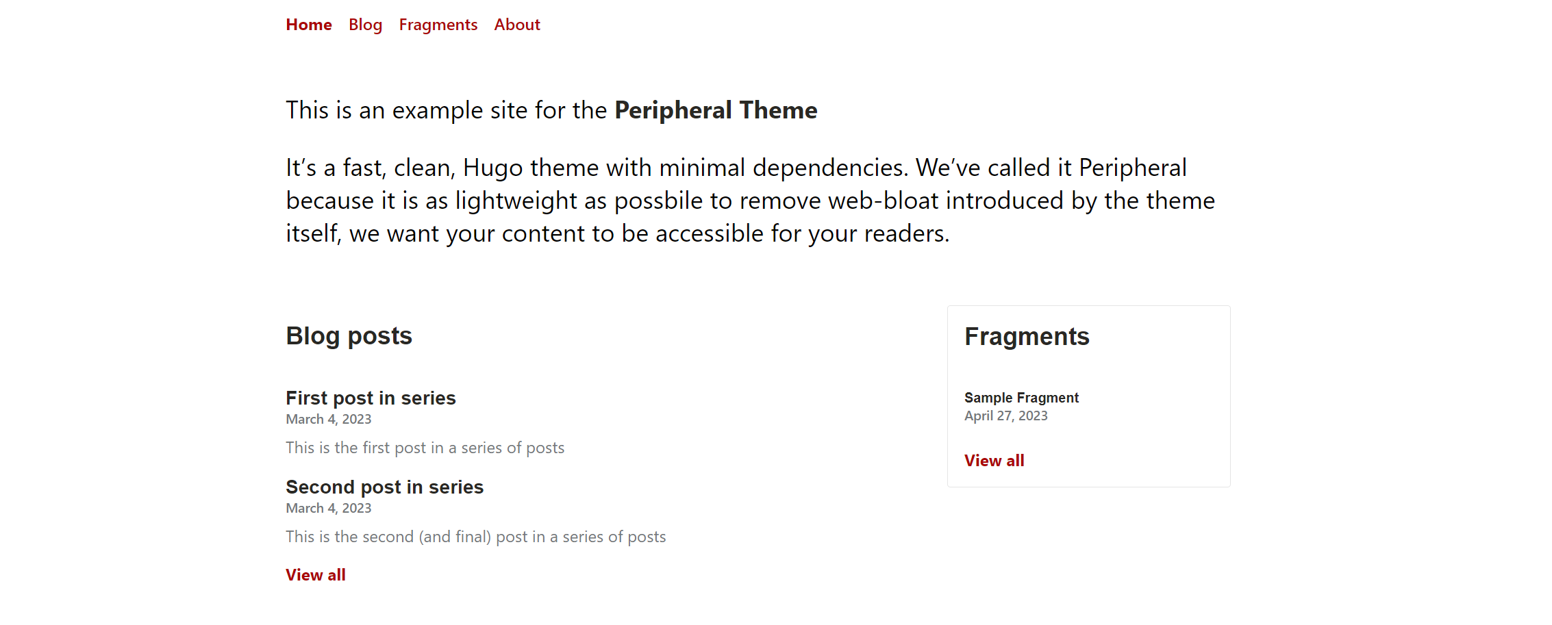 GitHub - myquay/hugo-theme-peripheral: A fast, clean, Hugo theme with minimal dependencies