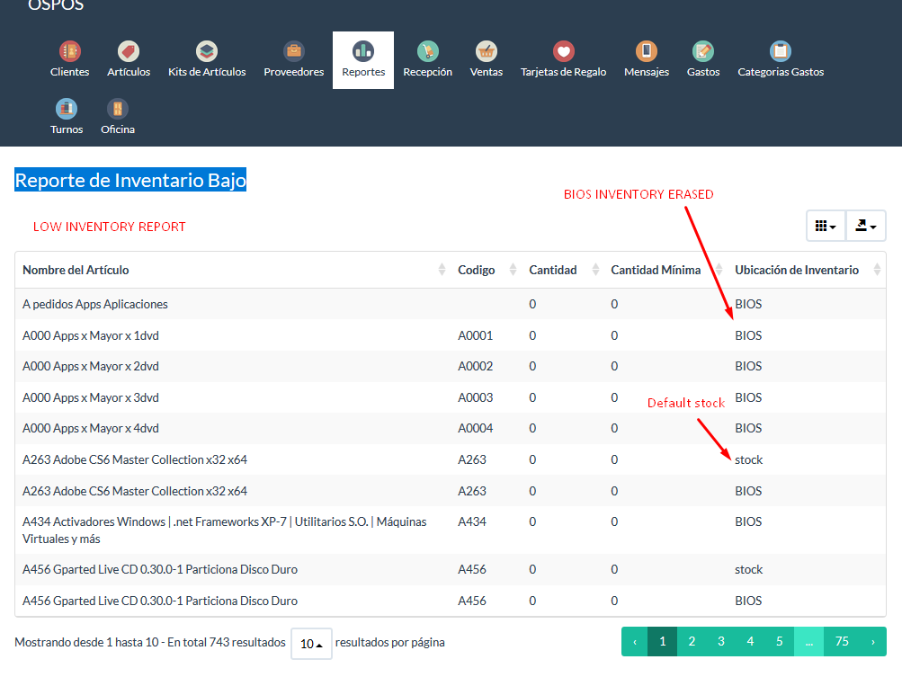 I erased an inventory but it's still in the reports (low report ...