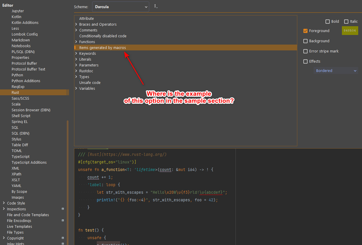 Bugs in Rust color scheme · Issue #9724 · intellij-rust/intellij-rust · GitHub