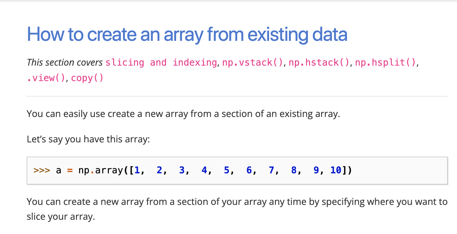 DOC: Little Typo in how-to-create-an-array-from-existing-data section · Issue #20178 · numpy ...
