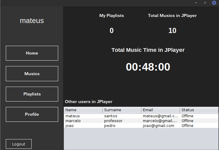 GitHub - MateusSantosF/JPlayer: JPlayer simula um banco de dados, estabelecendo os ...