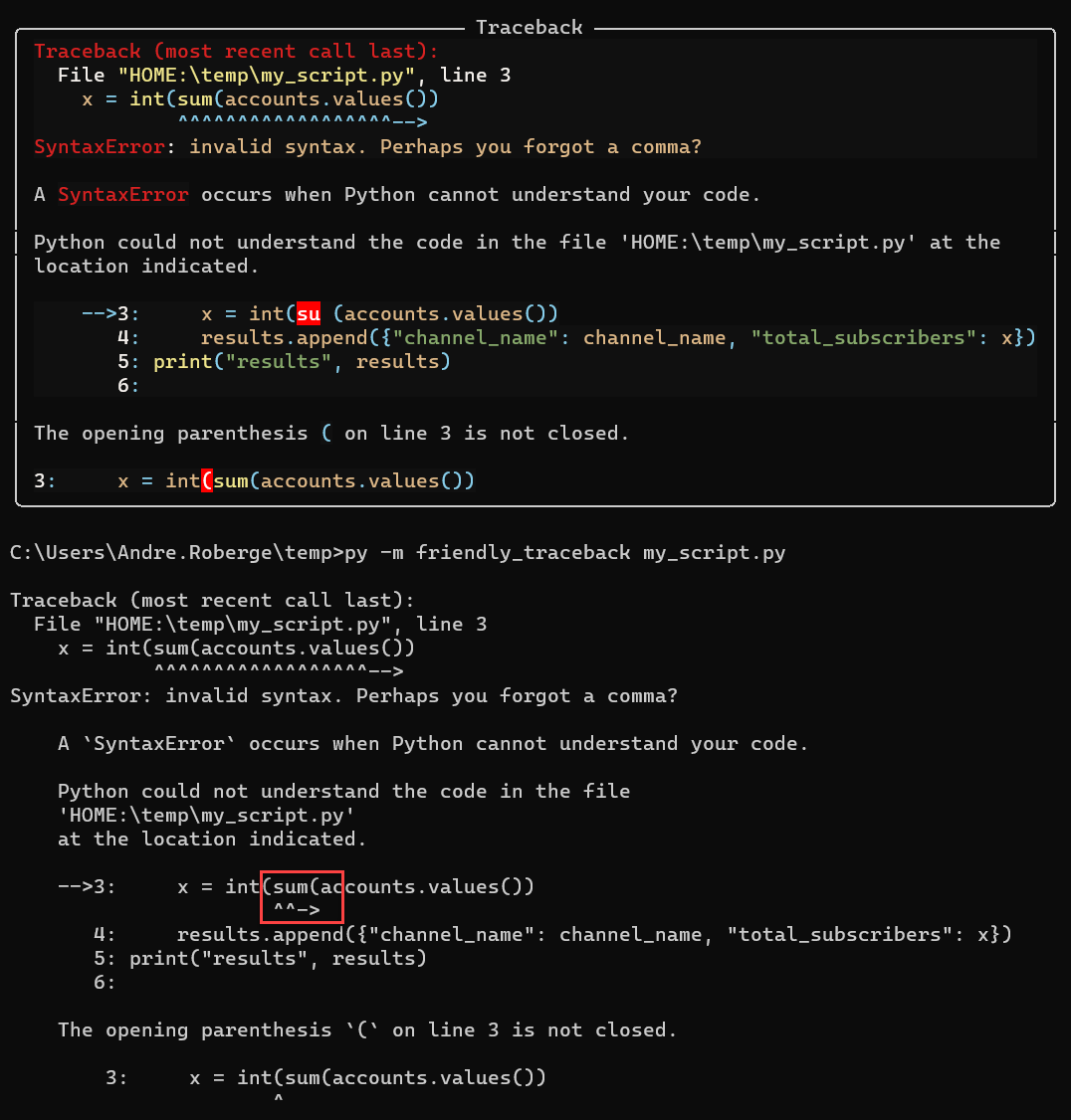 Wrong location highlighted by friendly · Issue #127 · friendly ...