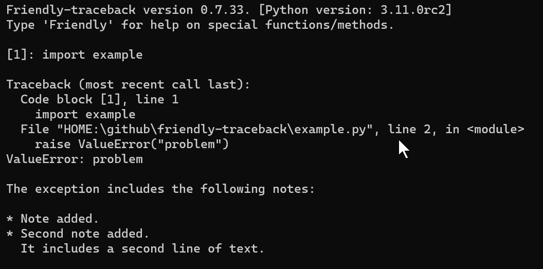 Add Support For Exception Notes · Issue 181 · Friendly Traceback 5980
