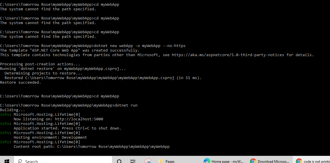 code is not printing changes · Issue #5706 · dotnet/core · GitHub