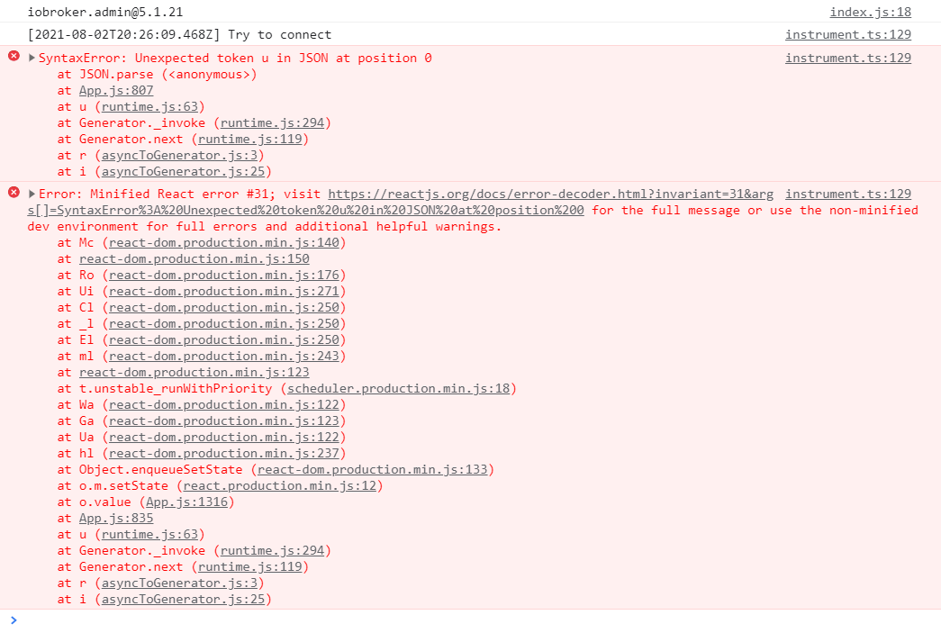 Admin 5.1.21 Error after few seconds after login in new GUI · Issue ...