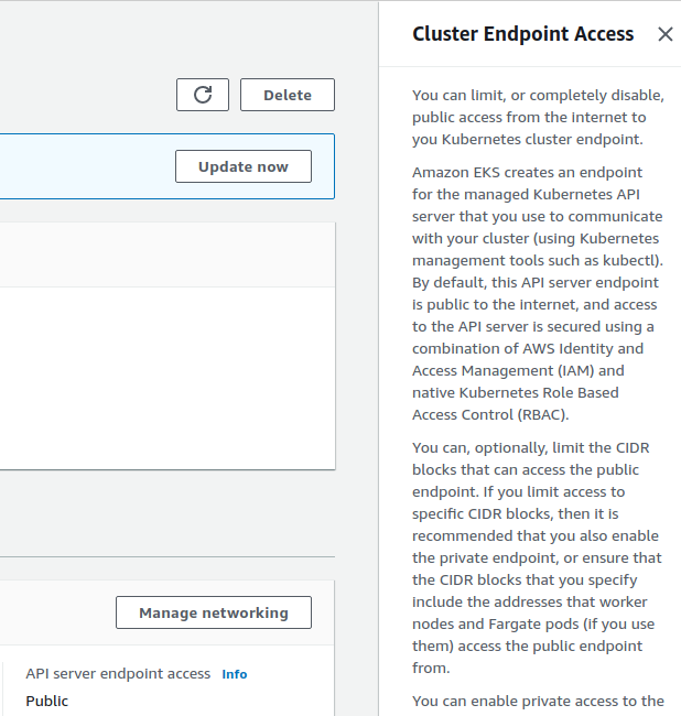 [EKS] Minor typo in the description for Cluster Endpoint Access in the Networking tab · Issue ...