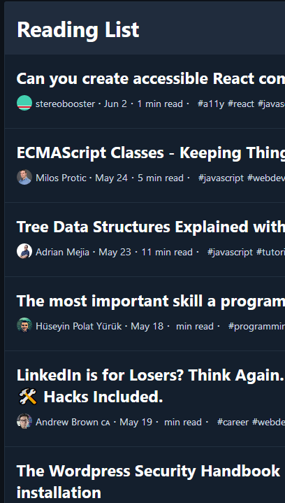 Reading List - time appear only for the first 3 items · Issue #3025 · forem/forem · GitHub