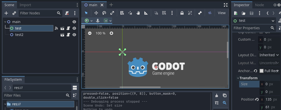 Instanced scene with `Control` root node doesn't inherent correct size property · Issue #70247 ...
