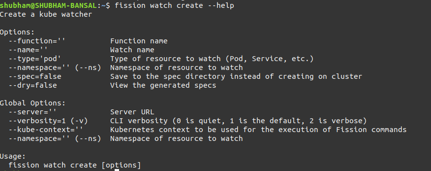 -n flag throwing an error for kubewatcher · Issue #2595 · fission/fission · GitHub