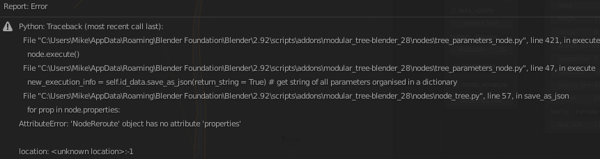 Persisting errors when adjusting values in Blender 2.92 · Issue #266 · MaximeHerpin/modular_tree ...