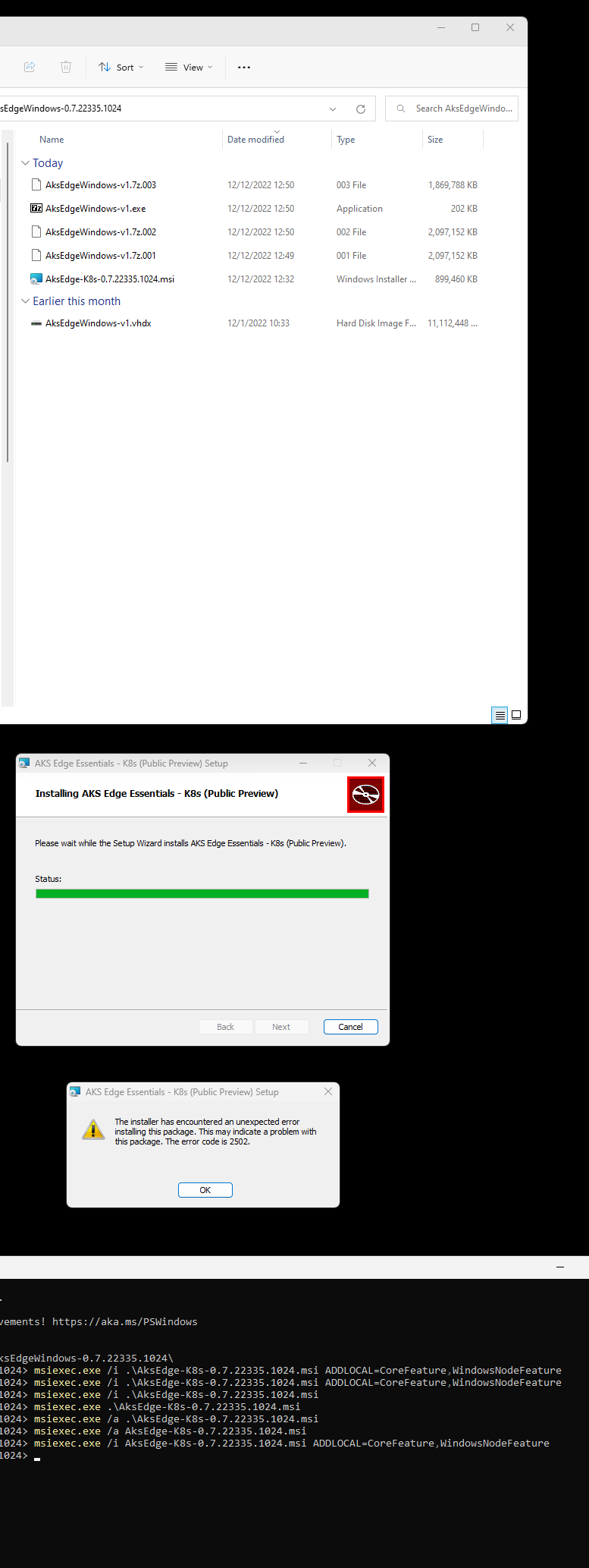 [BUG] Error 2502 when adding WindowsNodeFeature · Issue #18 · Azure/AKS-Edge · GitHub