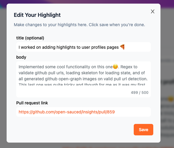 Bug: highlight update input body overlaps words · Issue #984 · open-sauced/app · GitHub