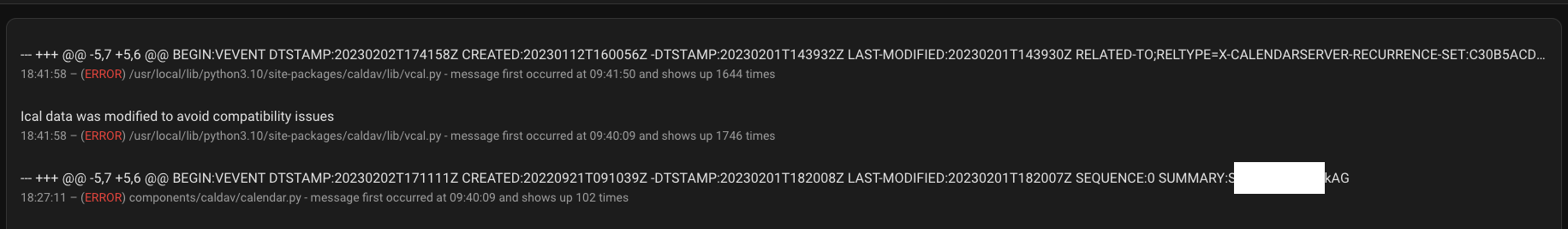 Ical data was modified to avoid compatibility issues · Issue #86938 · home-assistant/core · GitHub
