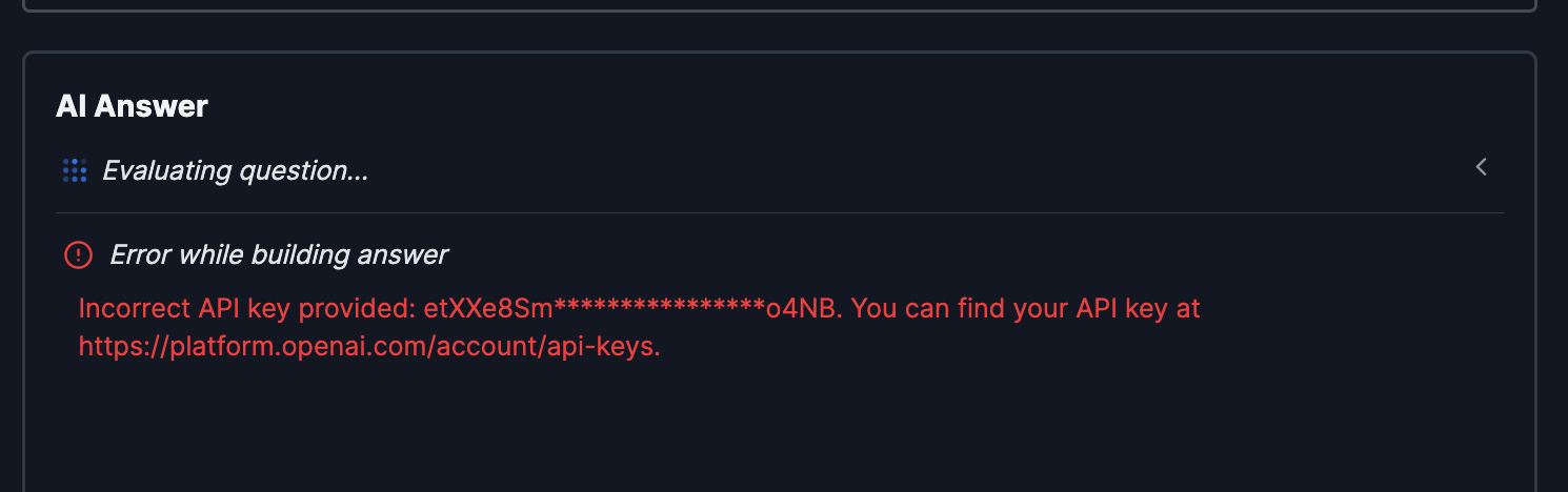 Openai Error Authenticationerror Incorrect Api Key Provided · Issue 471 · Danswer Ai Danswer