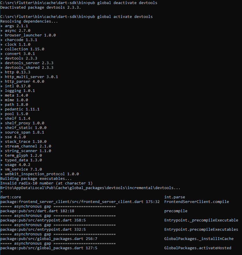 Cannot Activate Devtools If Your Pcs Username Has A Space In Between · Issue 3435 · Dart Code