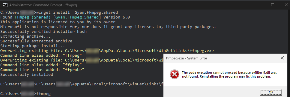 [Package Issue]: Gyan.FFmpeg.Shared · Issue #103471 · microsoft/winget-pkgs · GitHub