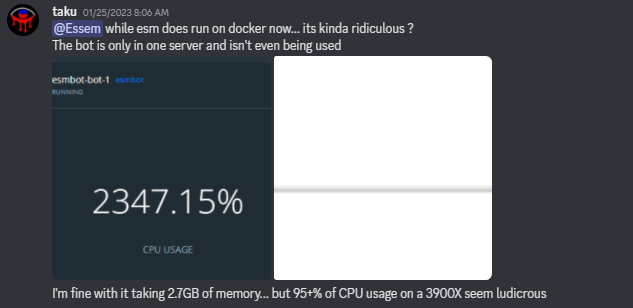 Bot randomly uses all available CPU · Issue #357 · esmBot/esmBot · GitHub