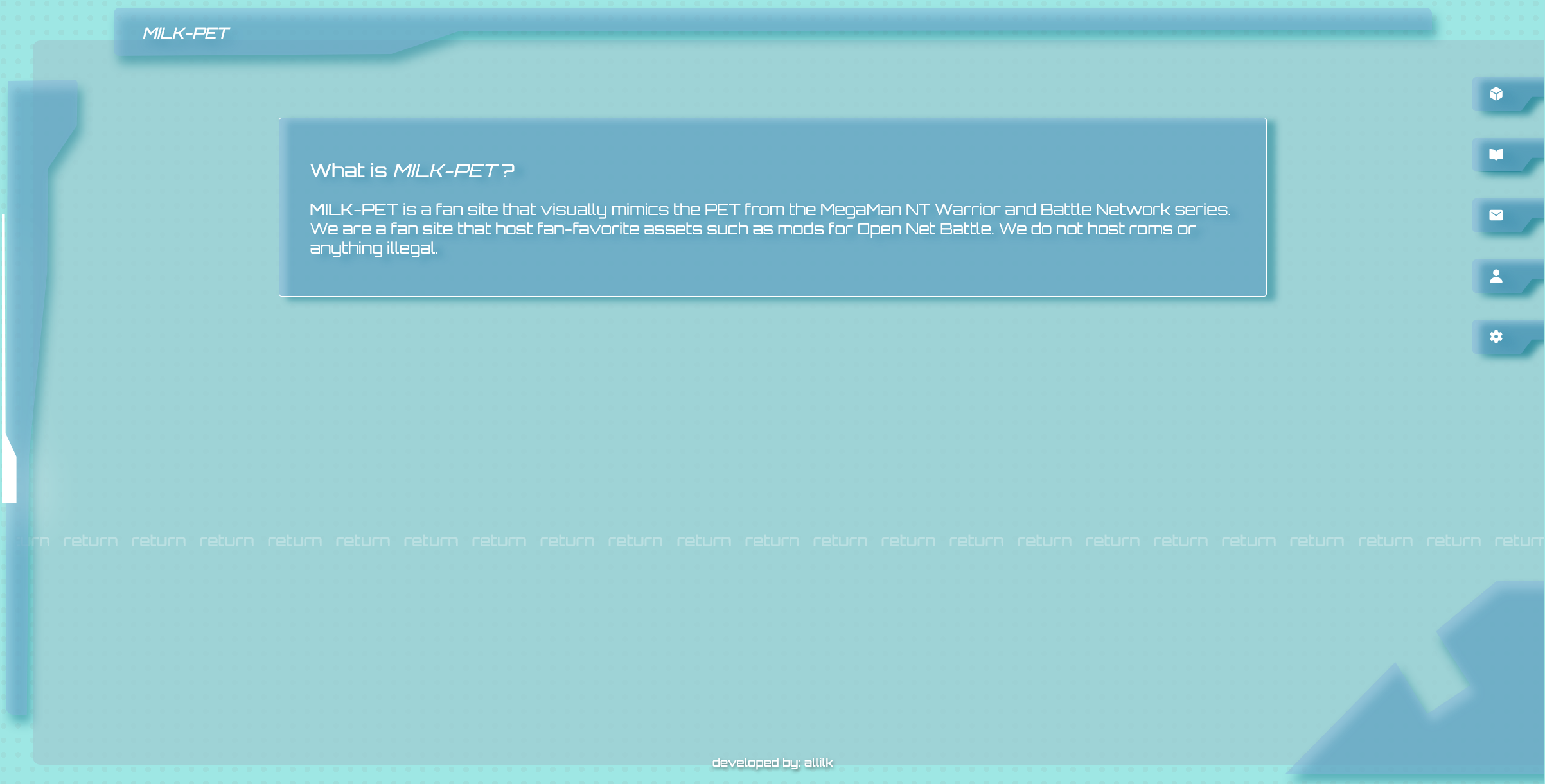 GitHub - allilk/milk-pet: milk.PET is a fan recreation of the PET from the MegaMan Battle ...