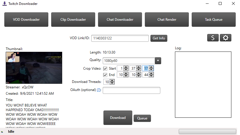 Vod 99% Download · Issue #238 · lay295/TwitchDownloader · GitHub