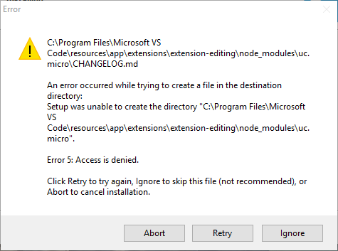 Reinstall of VS Code is failing · Issue #32633 · microsoft/vscode · GitHub