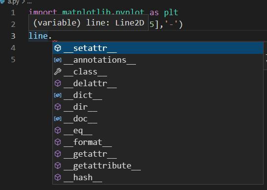 Missing autocomplete and intellisense about matplotlib.lines.Line2D · Issue #1811 · microsoft ...