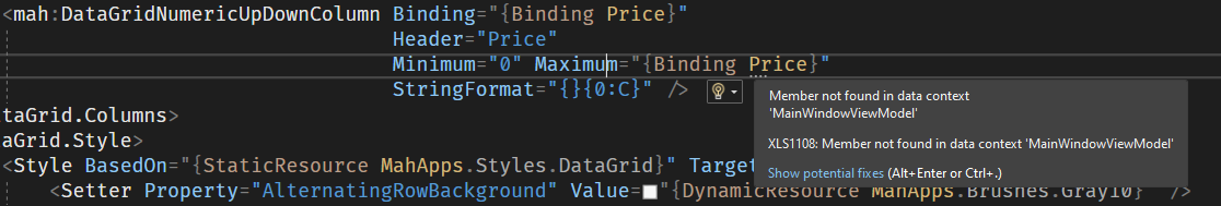 DataGridNumericUpDownColumn - Error binding properties · Issue #4150 · MahApps/MahApps.Metro ...