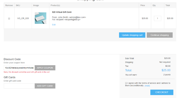 [Public store] Unable to add discount coupon code for a gift Virtual ...